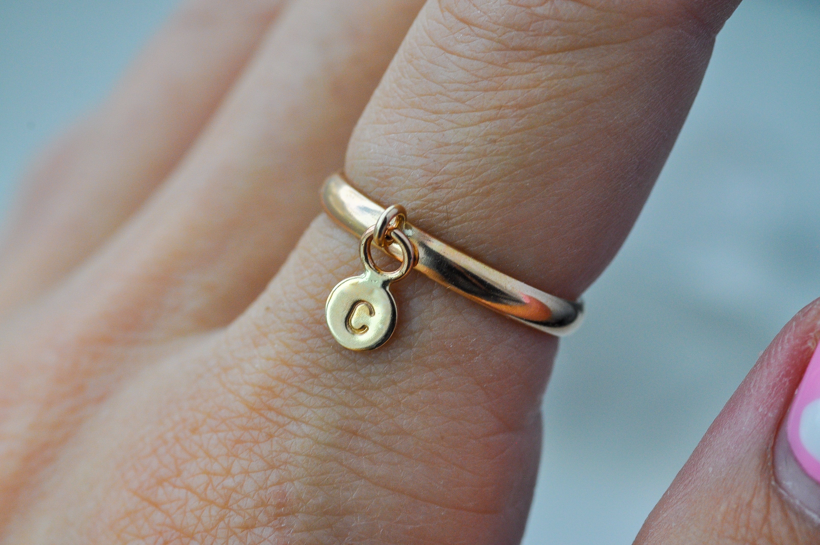 Initial Charm Ring The Jewel Box